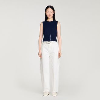 Sandro Pull court laine et cachemire ray&eacute;