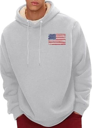 Generic Hauts en polaire pour homme - Veste moelleuse pour homme - Printemps et automne - Imprimé 2D - Drapeau national rétro - Mode décontractée - Sweat épai