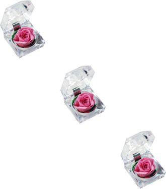 Amosfun 3 Stück Ewiges Einzelne Rose in Glaskuppel Konservierte Blumen Mit Band Zum Valentinstag