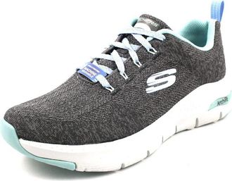 Skechers Damen Arch Fit Comfy Wave Sneaker, Charcoal Knit Blue Trim, 41 EU