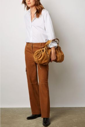 Gerard Darel Pantalon cargo en ch&egrave;vre velours - NAILYS - Caramel