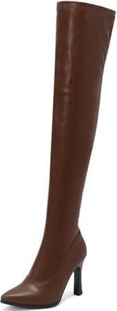 Generic MiaZane Bottes Femme sur Le Genou PU Bout Pointu Fermeture &Eacute;clair Lat&eacute;rale Talon Haut Haute sur La Cuisse Mode Soir&eacute;e F&ecirc;te Chaussures de Robe Tenue St