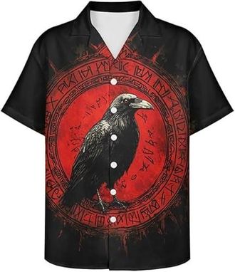 Keephen Nouveaut&eacute; Viking Chemises Hommes/Femmes Viking Animal Impression 3D Chemise Hawaiienne Chemise &agrave; Boutons Cool Plage Vacances Col &agrave; Revers Haut