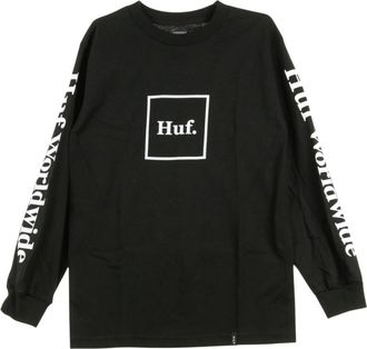 HUF Lang&auml;rmeliges T-Shirt mit Rundhalsausschnitt - - Tops - Herren - Schwarzk - XL