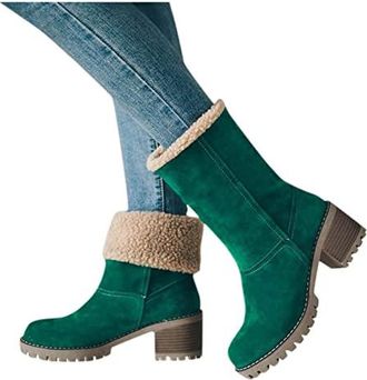 Generic Bottes dhiver pour femmes bottes de neige chaudes bottes de neige bottes chaudes bottines chaussures femme mi-mollet bottes femmes bottes, Vert, 38.5 