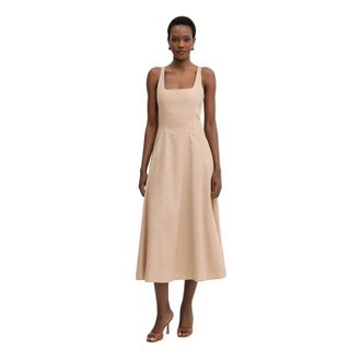 Twinset Robe Mi-longue &agrave; Empi&egrave;cements - Femme - Robes - Beige - Taille: 38 FR