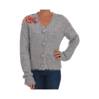 Dolce & Gabbana Blumenapplikation Cardigan - - Knitwear - Damen - Grau - L