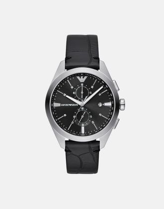 Emporio Armani Montre chronographe pour homme en acier inoxydable - Noir