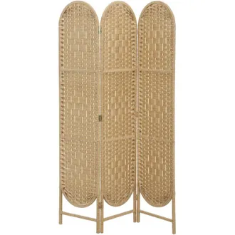 HOMCOM Paravent int&eacute;rieur - HOMCOM - 3 panneaux - pliable, l&eacute;ger et tiss&eacute; - style boh&egrave;me - 120 x 170 cm - bois naturel