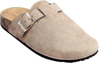 Primtex Sabots mules femme confort en su&eacute;dine avec boucle - Semelle anatomique en li&egrave;ge