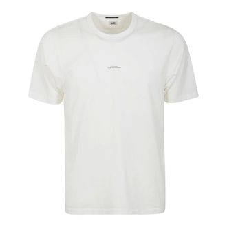 C.P. Company C.p. Company, Homme, Tops, Blanc, Taille: S Logo Coton T-Shirt Manches Courtes