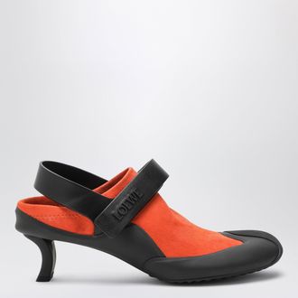 Loewe Safrangelb/schwarze Dive Slingback-Pumps aus Veloursleder