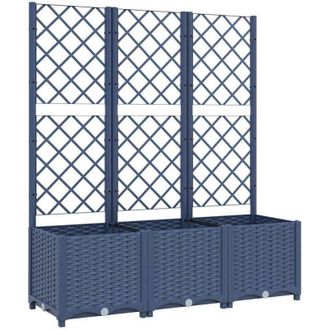 vidaXL Vidaxl - Jardini&egrave;re avec treillis gris fonc&eacute; 120x40x136 cm - PP r&eacute;sistant aux intemp&eacute;ries - Support pour plantes grimpantes