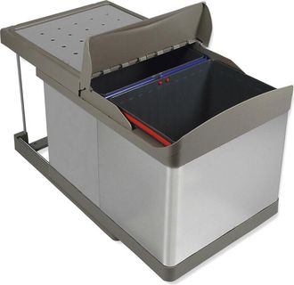 Emuca Automatischer verschiebbarer Abfalleimer 2 x 16 l Emuca Edelstahl