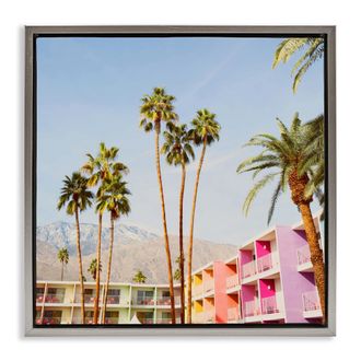 Stupell Industries LISH Creative Looming Palms over Resort Leinwandbild, gerahmt, 45,7 x 45,7 cm, Schwarz
