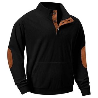 Generic Pull sans capuche pour homme - Manches longues - T-shirt dext&eacute;rieur avec 1/4 bouton - Pull de transition - Haut de loisirs - Confortable - Doux - Coup