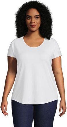 Lands End Shirt aus Baumwolle/Modal-Mix mit Ballett-Ausschnitt, Damen, Gr&ouml;&szlig;e:48-50 plus, Wei&szlig;, Baumwolle Modal, by Lands End