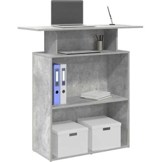 vidaXL Vidaxl - Bureau de r&eacute;ception gris b&eacute;ton 100x40x104 bois ding&eacute;nierie