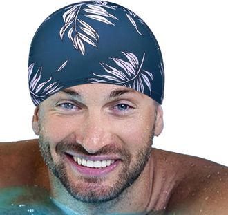 Generic Elegante Badekappe: elastische Badekappe mit Aufdruck f&uuml;r Erwachsene und Jugendliche, bequeme Badekappe zum Schwimmen am Strand, Pool, Meer, f&uuml;r Fraue