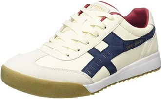 Skechers Homme Zinger Manzanilla Basket, Cuir Blanc, Bordure Rouge et Bleue, 45 EU