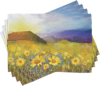 Abakuhaus Kunst Platzmatten, Daisy Blühende Wiese, aus Rutsch- und Farbfesten waschbarer Stoff für das Esszimmer, Mehrfarbig