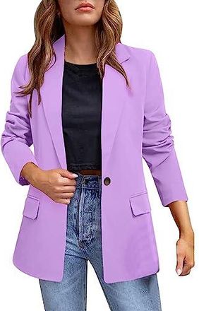 Generic L9WEI Blazer &eacute;l&eacute;gant &agrave; manches longues ouvertes pour femme, veste de bureau, v&ecirc;tement dext&eacute;rieur l&eacute;ger, couleur unie, &agrave; revers, pour lautomne et lhive