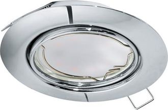 Eglo Einbaustrahler Peneto, Spot aus Stahl in Chrom, Einbauleuchte mit GU10 Fassung, LED Leuchtmittel inklusive, Einbaustrahler flach, schwenkbar, &Oslash; 8,7 cm