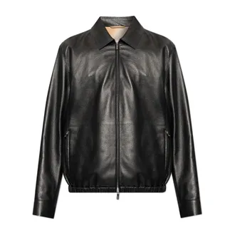 Ferragamo Lederjacke - - Jackets - Herren - Schwarzk - L