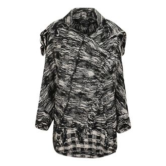 Yohji Yamamoto Femme, Pulls, Noir, Taille: 40 FR Cardigan Double Pack Ivoire Noir Frange