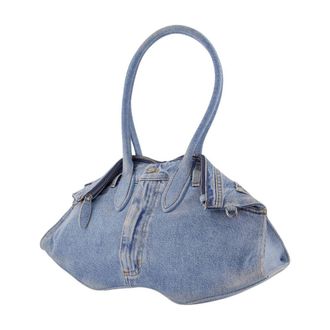 Alexander McQueen Womens Manta Shoulder Bag - Alexander Mcqueen Denim Blue Shoulder-Hobo-Bags