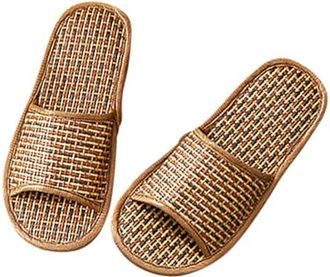 Yardwe Pantoufles Intérieur Tissées Pour Hommes Et Femmes Semelle Pvc Polyvalente Style Simple Et Élégant