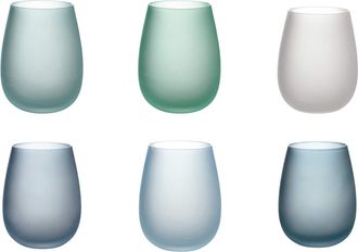Villa D'Este Home Tivoli Shades of Blue 6er Set Wassergläser frosted Glas 500ml