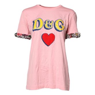 Dolce & Gabbana Logo-Print T-Shirt mit Rundhalsausschnitt - - Tops - Damen - Rosa - S