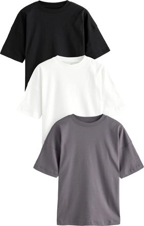 Next Damen Oversize-T-Shirts aus 100% Baumwolle, 3er-Pack Monochrom XL