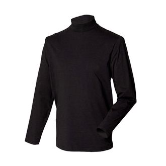 Henbury Herren Rollkragen-Sweatshirt, lang&auml;rmlig, hoher Baumwollanteil (Medium) (Schwarz)