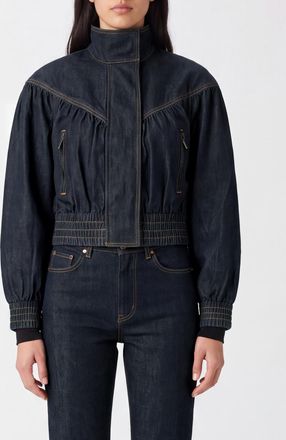 Zimmermann Jeansjacke mit Stehkragen und Kontrastn&auml;hten