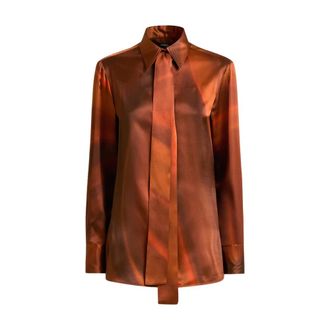 Kiton Luxuri&ouml;ses Seidenhemd mit integriertem Schal - - Blouses & Shirts - Damen - Braun - M