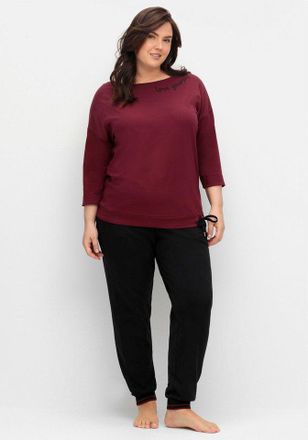 Sheego T-Shirt Langarmshirt Langarm mit Bindeband am Saum