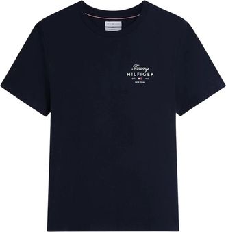 Tommy Hilfiger Logo Jersey Rundhals-T-Shirt - - Tops - Herren - Blau - M