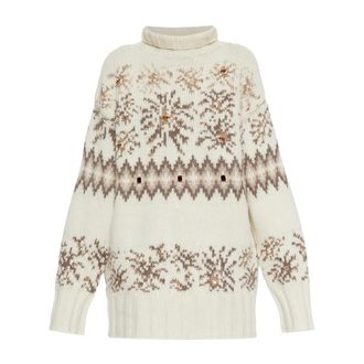 Fabiana Filippi Wollpullover mit Verzierungen - - Knitwear - Damen - Beige - XS