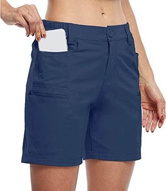 ORANDESIGNE Femmes Randonn&eacute;e Shorts L&eacute;ger Shorts Cargo S&eacute;chage Rapide Taille Elastique Pantalons Court Taille Haute Fermeture &Eacute;clair pour Randonn&eacute;e Golf Loisir Sa