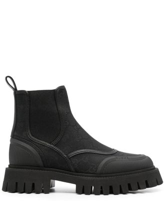 Gucci bottines en toile &agrave; motif monogramm&eacute; GG - Noir