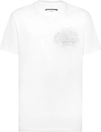Philipp Plein Homme, Tops, Blanc, Taille: M Round Neck T-Shirt Deluxe Stones