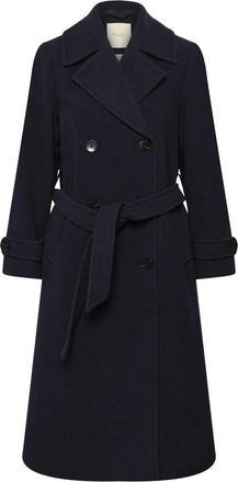 Part Two Femme, Manteaux, Bleu, Taille: 36 FR Veste Classique Bleu Marine Foncé avec Large Ceinture