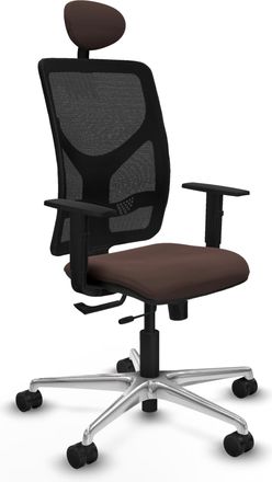Piqueras y Crespo 1D-Armlehnen, h&ouml;henverstellbare Lendenwirbelst&uuml;tze und festes Kopfteil, ausgestattet mit Syncro/Traslack und Schneideschaum, Schwarz/Dunkelbraun