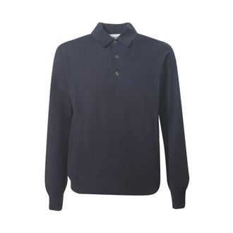 Alpha Studio Polo en laine m&eacute;rinos &agrave; manches longues - Homme - Tops - Bleu - Taille: 3XL