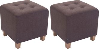 Clp 2er Set Sitzhocker Pharao mit Stoffbezug I Sitzwürfel mit hochwertiger Polsterung und Bodenschonern, Farbe:braun