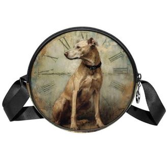 Generic Sac &agrave; bandouli&egrave;re rond pour femme, petit sac &agrave; bandouli&egrave;re vintage avec fermeture &eacute;clair, bretelles r&eacute;glables, sac &agrave; main rond d&eacute;contract&eacute; pour femmes