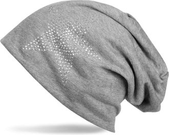 styleBREAKER M&uuml;tze Leichte Beanie mit Strass Stern