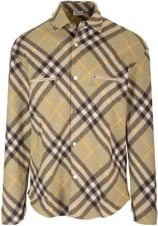 Burberry Plaid Wollmischhemd - - Shirts - Herren - Beige - M